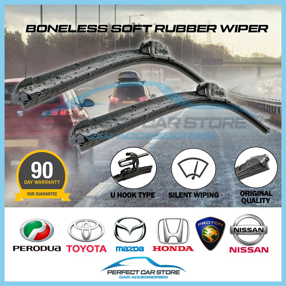 Car Wiper Soft Rubber Wipers Blade Boneless Alza Myvi Axia Wira Saga ...