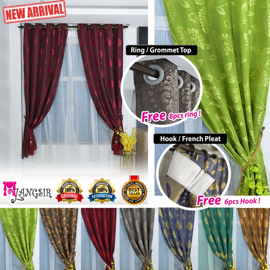 MYLANGSIR Langsir Corak /Curtains Hook or Ring /Langsir Curtain Murah ...