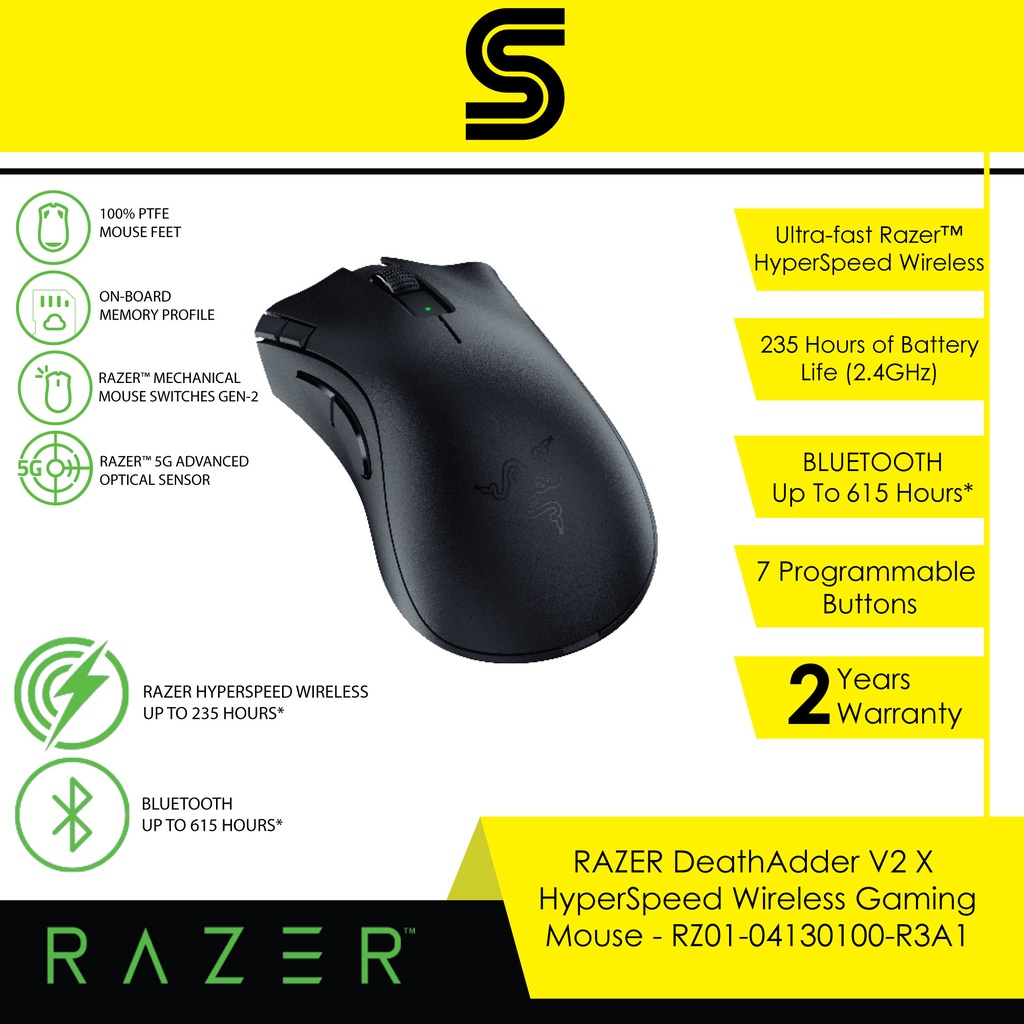 RAZER DeathAdder V2 X HyperSpeed Wireless Gaming Mouse - RZ01-04130100 ...