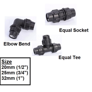 HDPE / POLY / PP FITTINGS POLY PIPE FITTINGS 20mm 25mm 32mm STRAIGHT COUPLER EQUAL TEE BEND ...