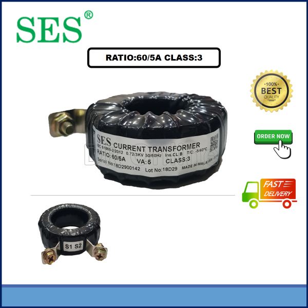 SES Current Transformer CT COIL Class 3 ,5VA ,60A,100A,150A,200A,250A ...