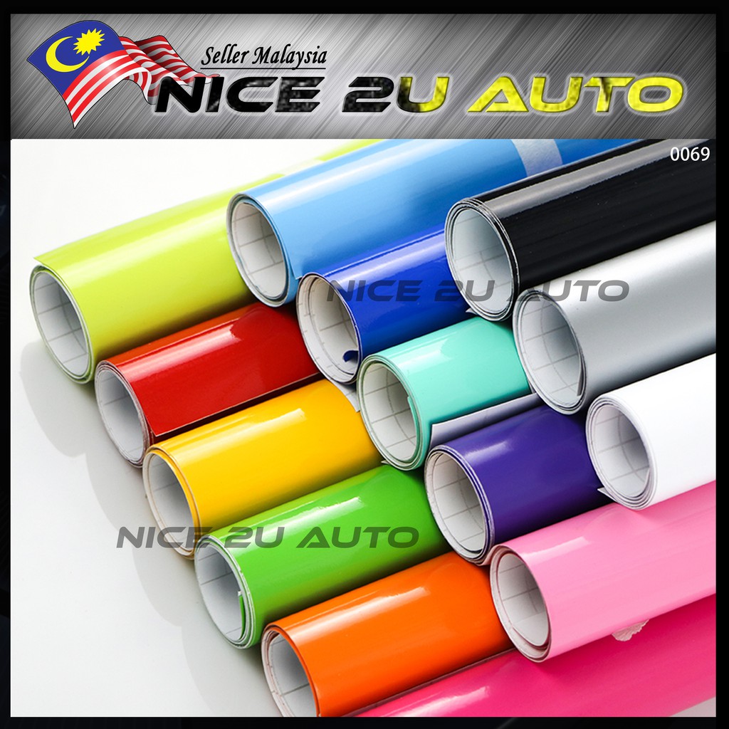 Glossy Color Car Sticker 30x152cm Vinyl Wrap Film Car Sticker Decals ⚡ ...