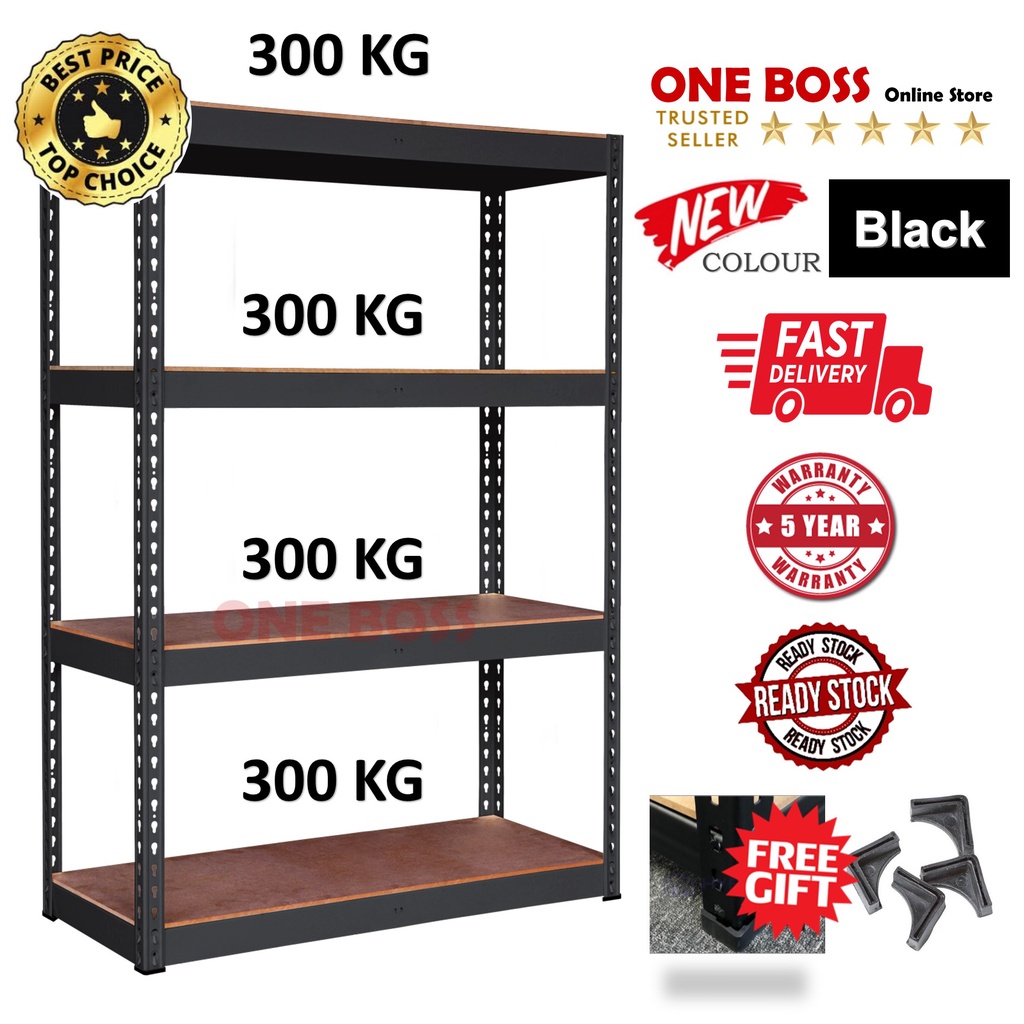 ONE BOSS 4 LEVELS ( MATTE BLACK ) COLOUR BOLTLESS RACK HOME STORAGE ...