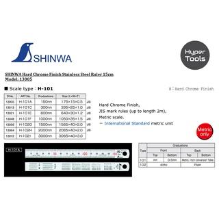 SHINWA Hard Chrome Finish Stainless Steel Ruler 15cm - Model: 13005 | Shopee Malaysia
