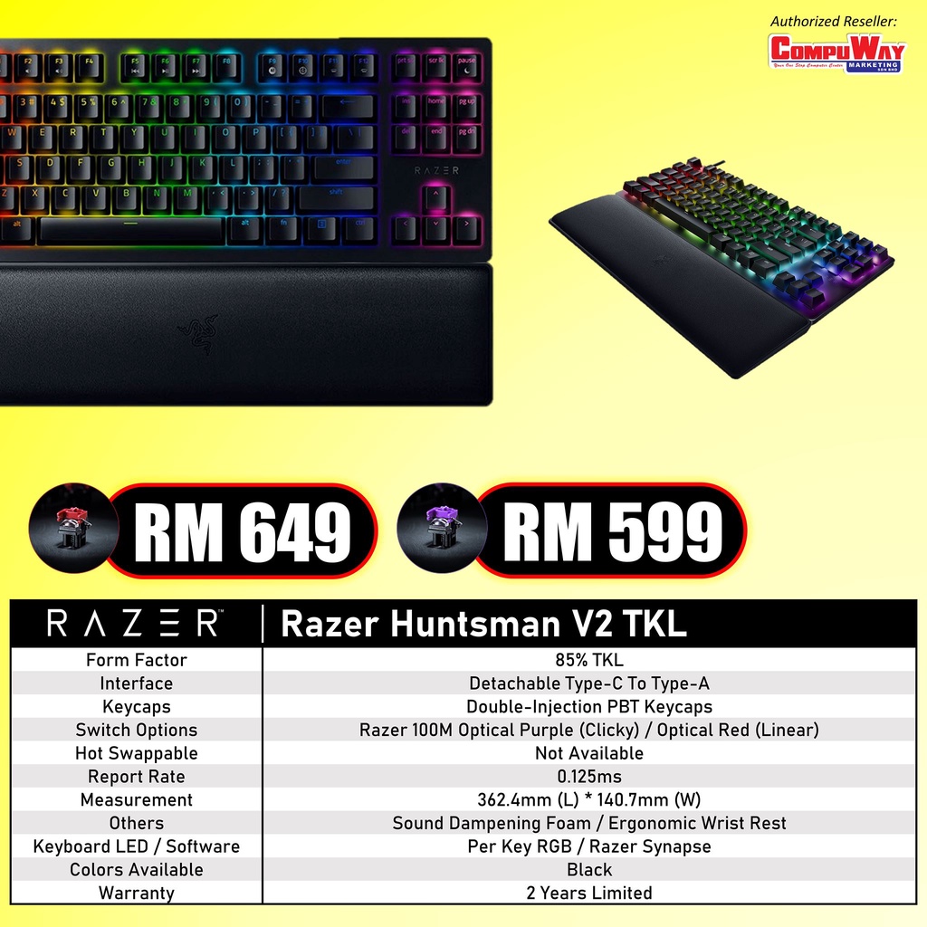 RAZER HUNTSMAN V2 TKL KEYBOARD | Shopee Malaysia