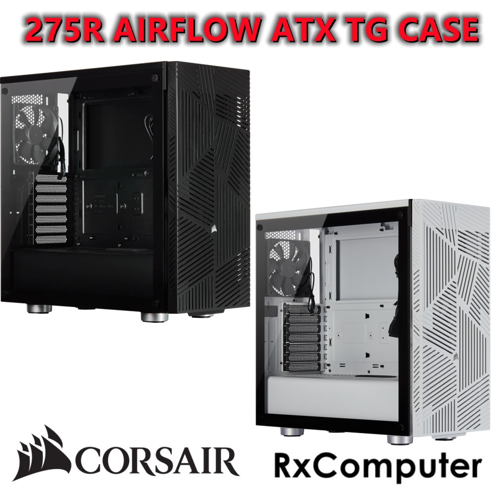 CORSAIR 275R AIRFLOW ATX TEMPERED GLASS CASE ( BLACK / WHITE ) | Shopee ...
