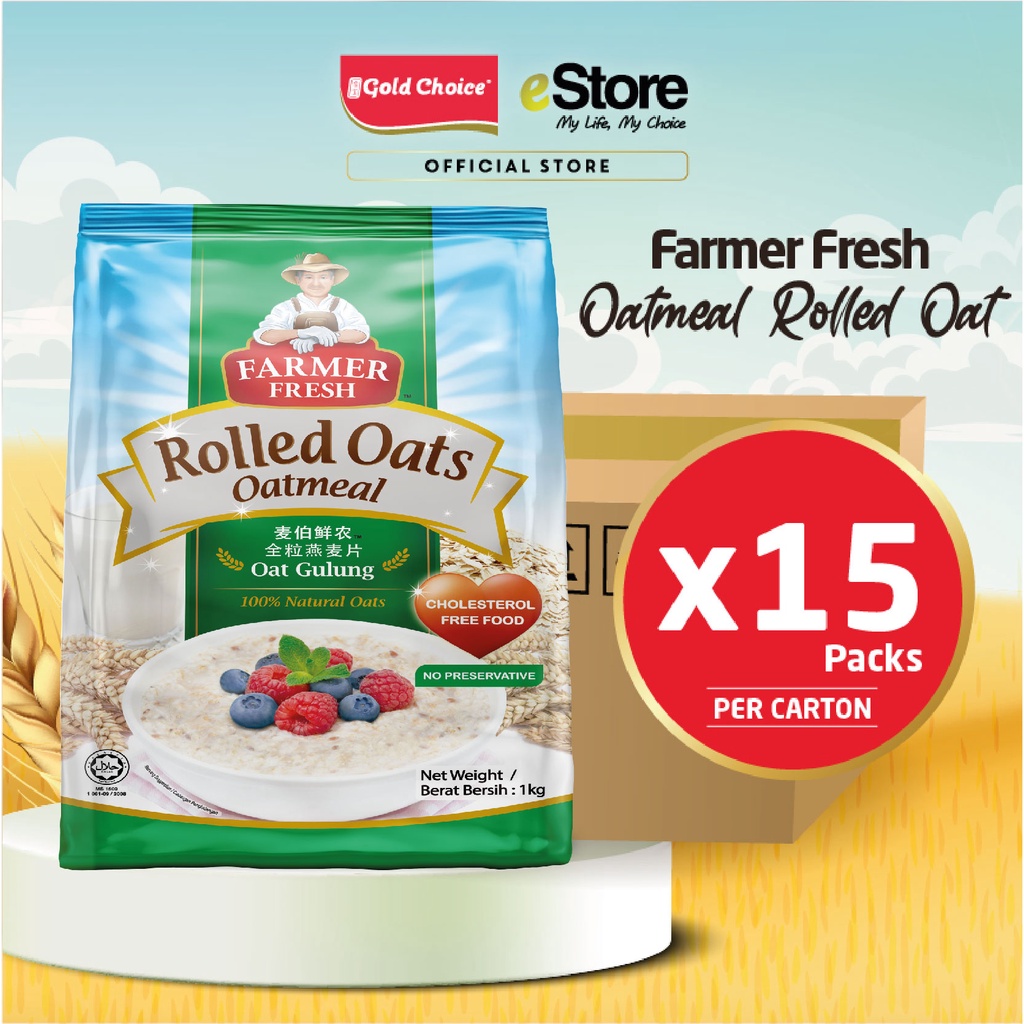 FARMER FRESH Oatmeal Rolled Oats (1kg /1 Carton) | Shopee Malaysia