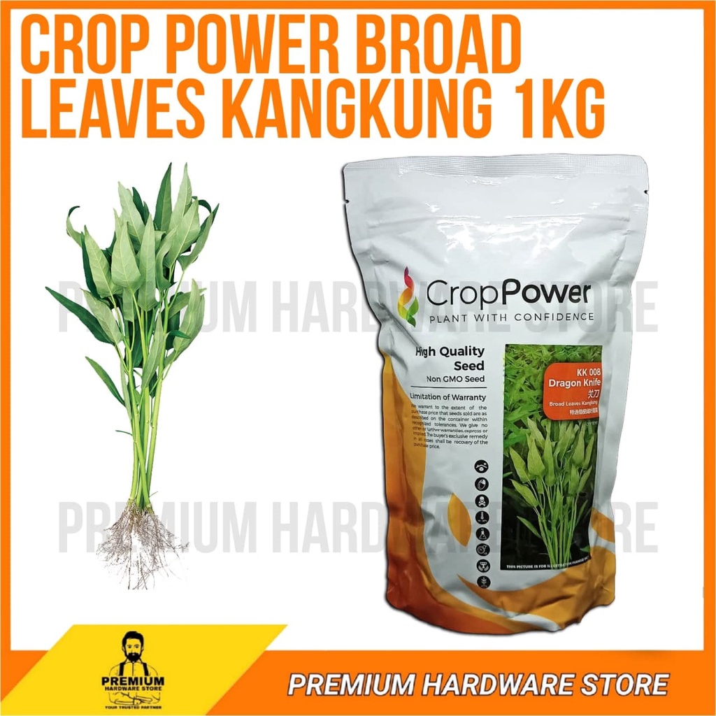 CROP POWER DRAGON KNIFE Biji Benih Sayur Kangkung Daun Lebar 1kg F1 KK ...