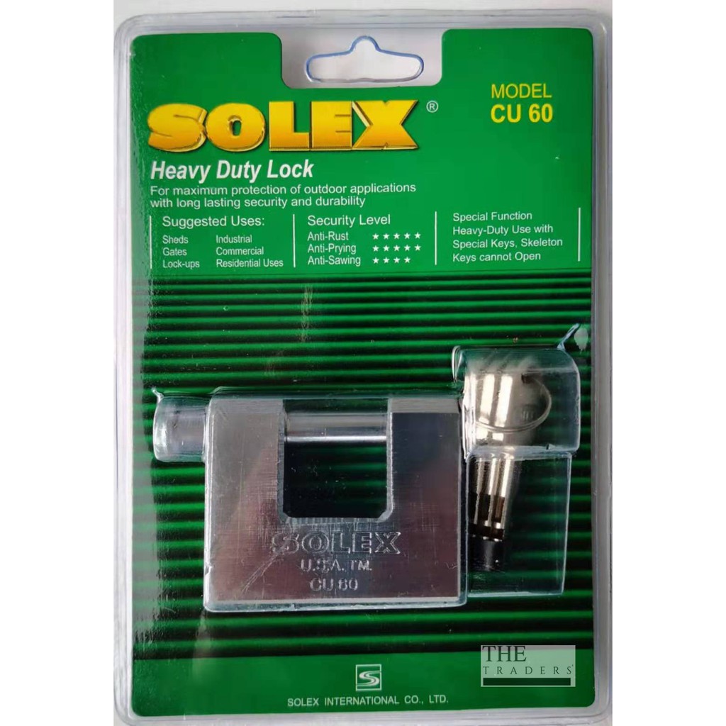 [100% ORIGINAL] SOLEX KEY ALIKE CU60 SHUTTER ANTI-CUT PADLOCK - 60MM KA ...