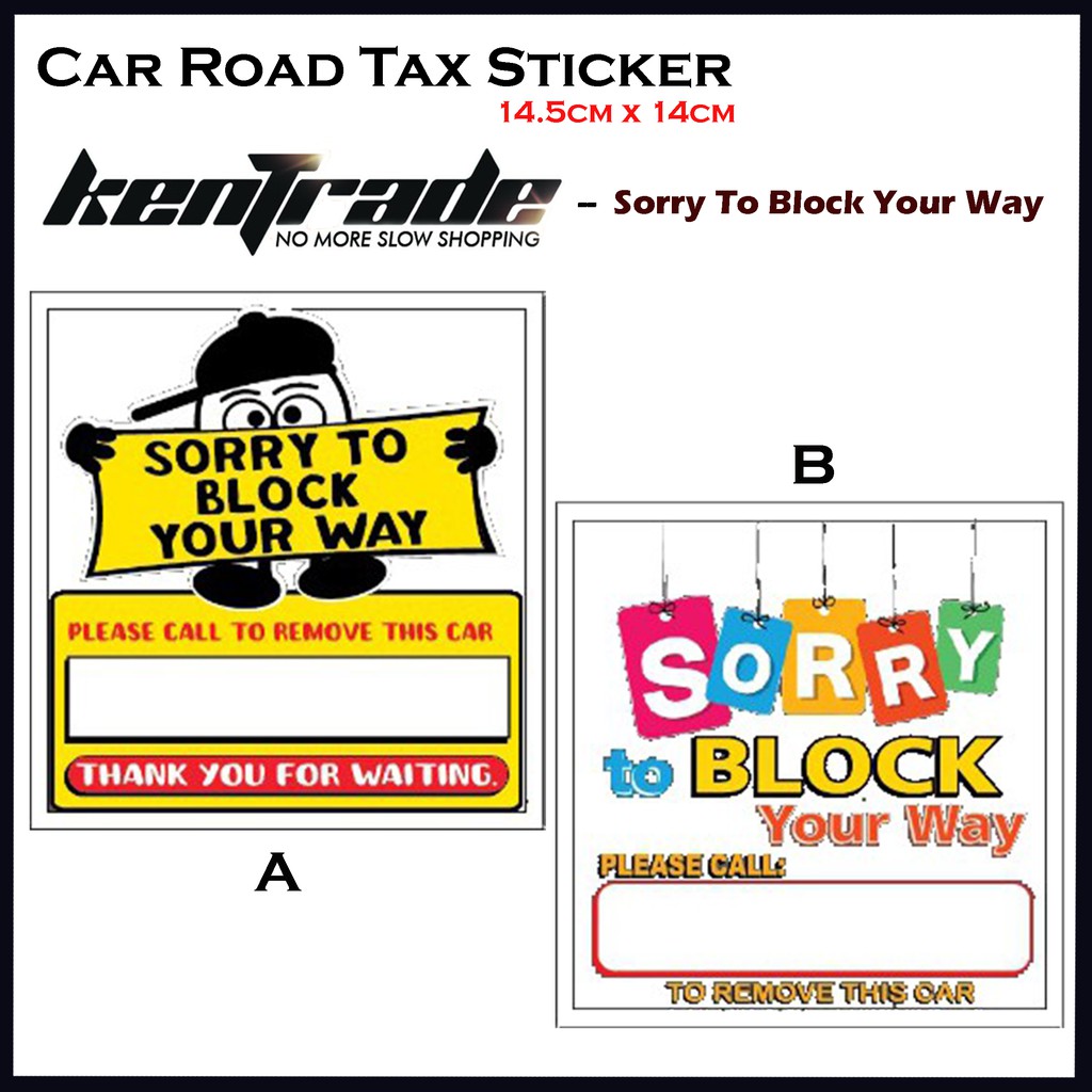 Car Sticker "Sorry To Block Your Way" | Shopee Malaysia