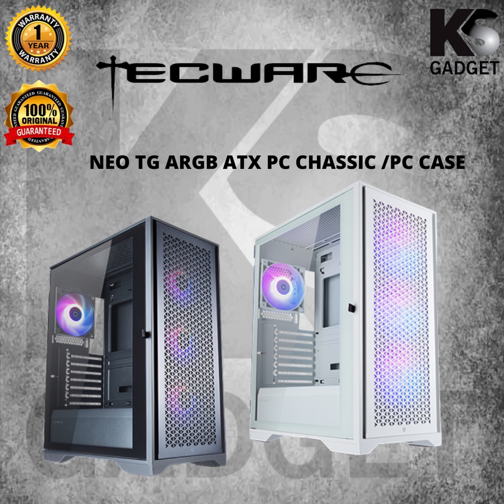 Tecware NEO TG ARGB ATX PC CHASSIC /PC CASING PRE-INSTALLED 4 UNIT OMNI ...