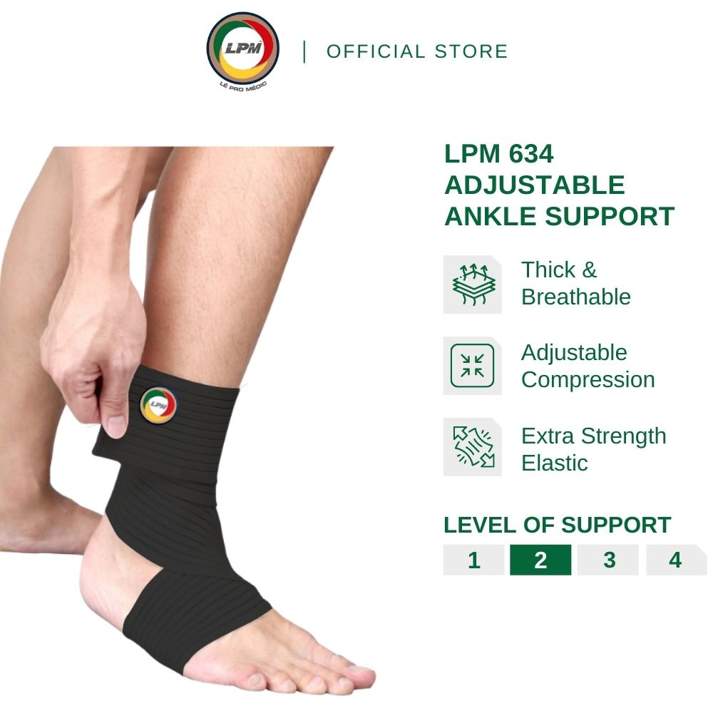 LPM Ankle Support 634 Ankle Wrap Elastic Adjustable Compression Ankle ...
