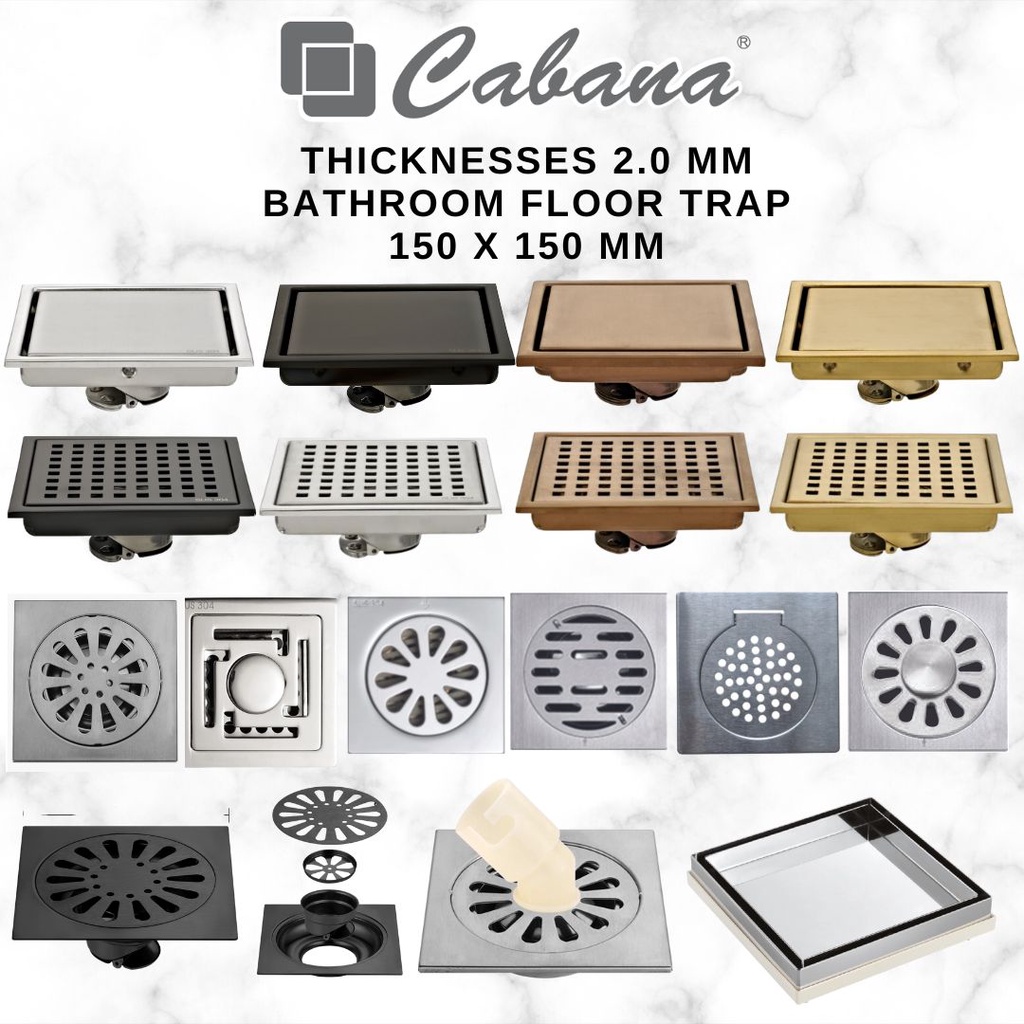 CABANA Floor Trap Bathroom 15x15 Stainless Steel 304 Material Kitchen ...