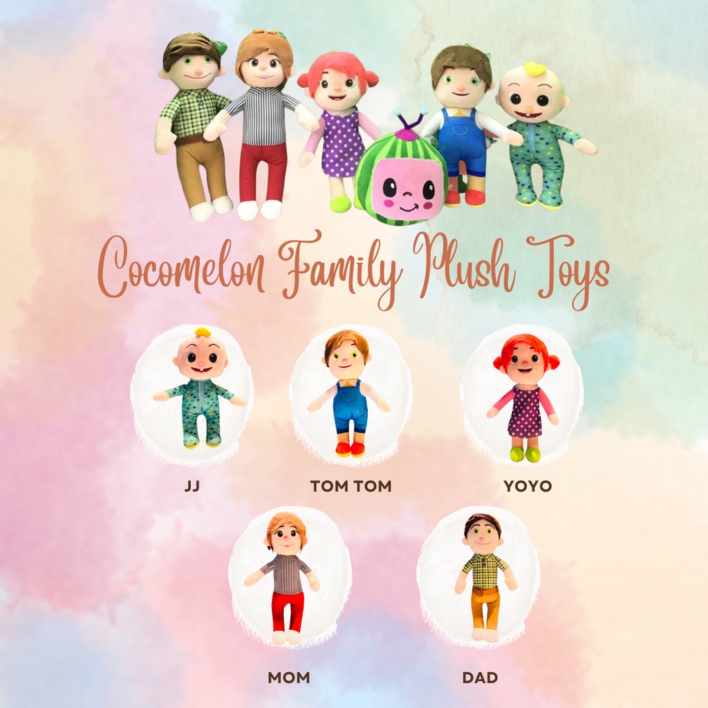 READY STOCK! Cocomelon Family Plush doll Father, Mother, TomTom, YoYo ...