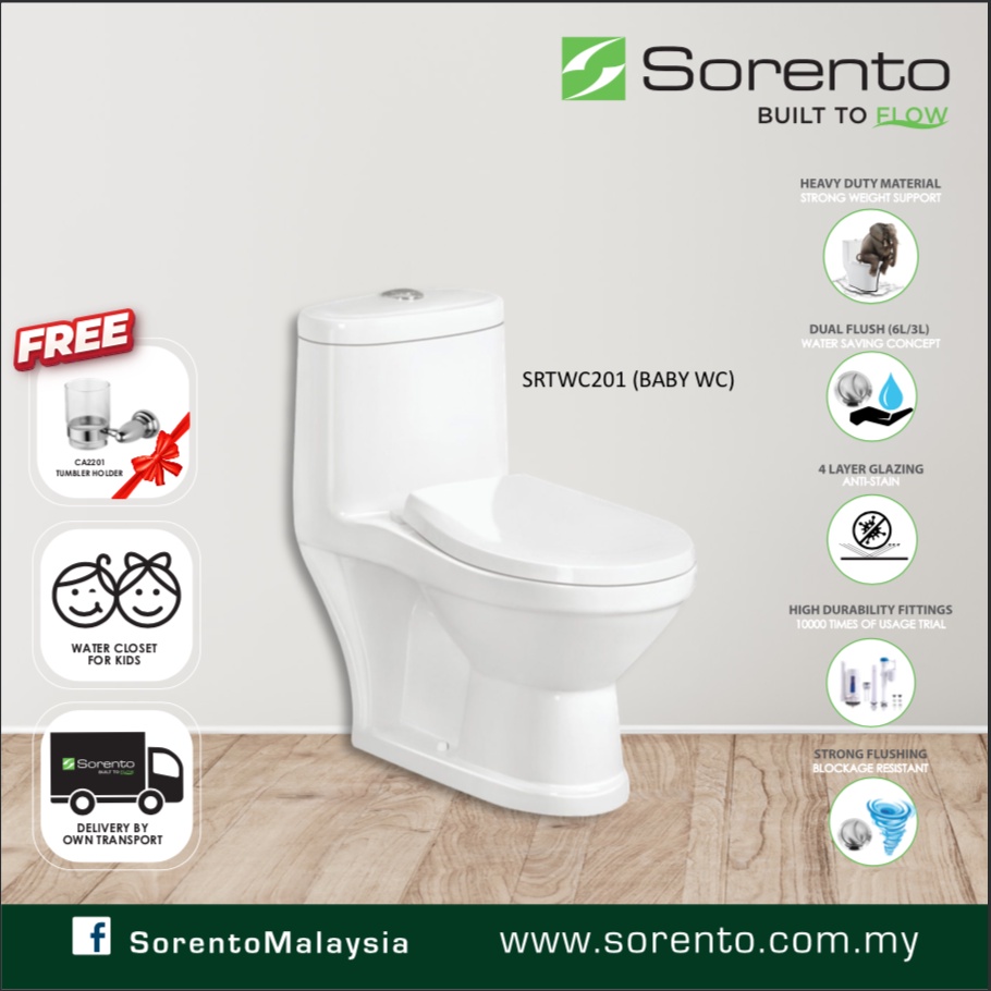 SORENTO SRTWC201 BABY WC ONE PIECE WATER CLOSET WC TOILET BOWL FOR KIDS ...