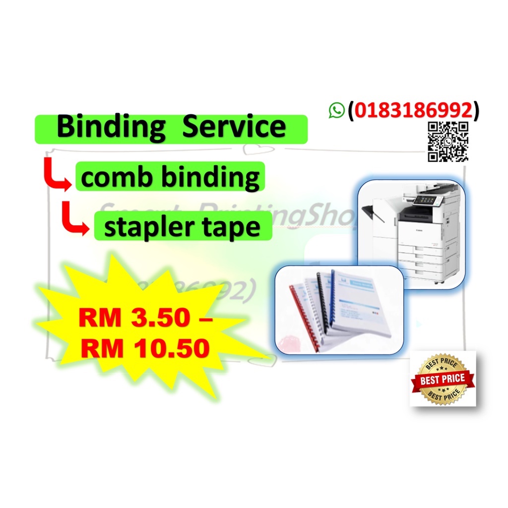 Binding Service ( Comb binding or Stapler Tape ) | Shopee Malaysia