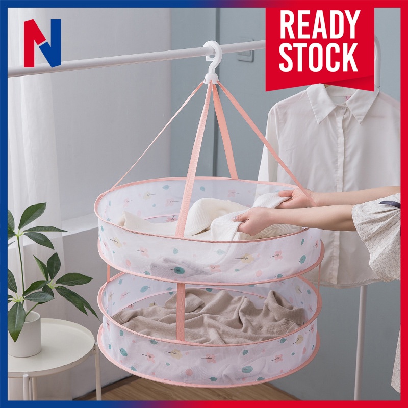 [NOVII] Clothes Hanging Dryer Rack Net Collapsible Mesh Basket Dryer ...