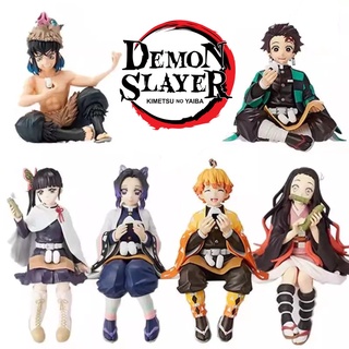 Anime Demon Slayer Sitting PVC Figure Tanjirou Nezuko Zenitsu Inosuke ...