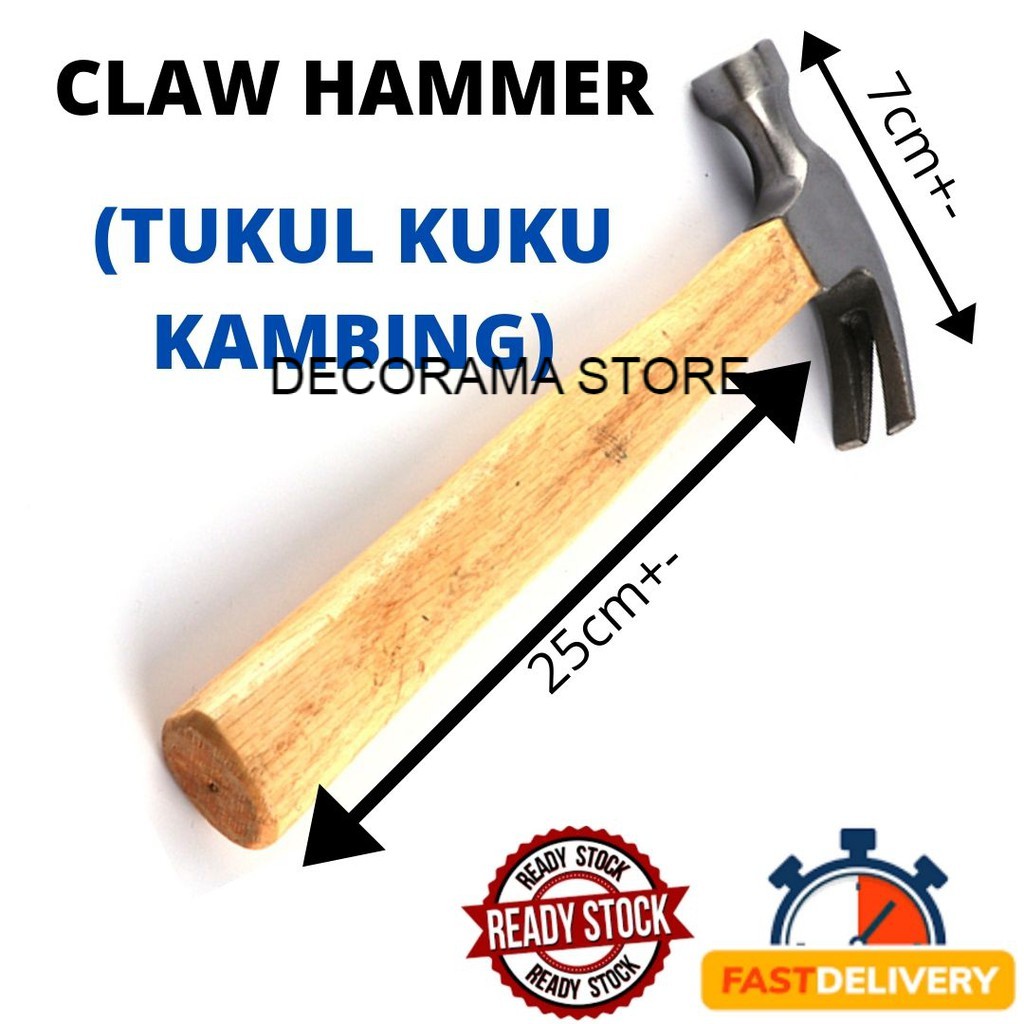 MALAYSIA STOCK- Small Wooden Handle Claw Hammer / Tukul Besi Kuku ...
