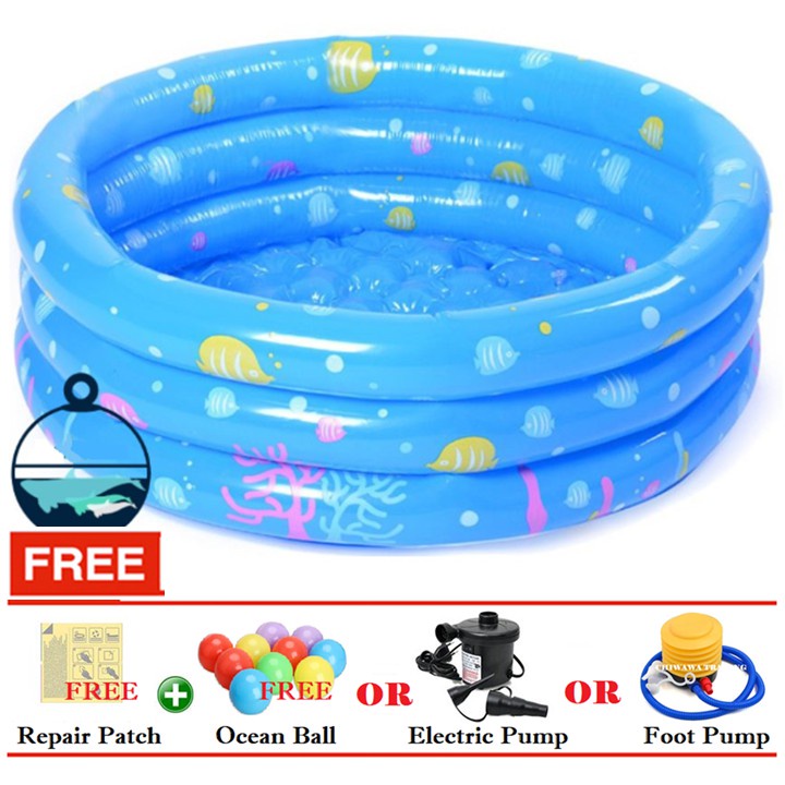 PROMOTION 100cm Inflatable 3 Ring Round Swimming Pool PVC Bath Basin ...