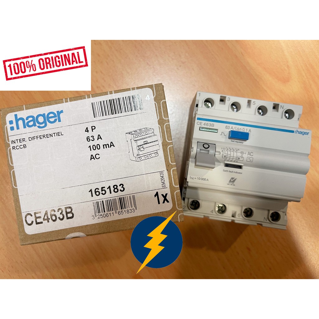 HAGER CE463B 63AMP 4 POLE 100mA RCCB ELCB | Shopee Malaysia HAGER CE463B 63AMP 4 POLE 100mA RCCB ELCB | Shopee Malaysia