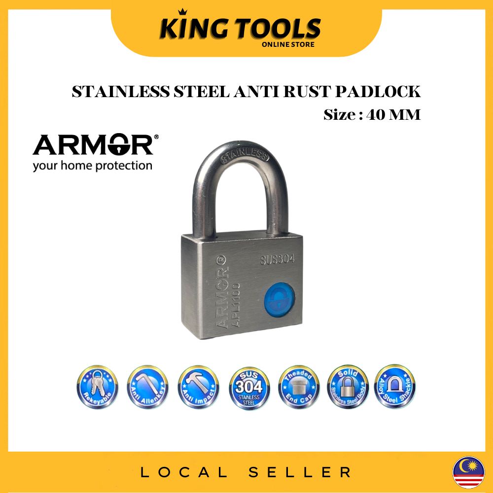 ARMOR 40 MM Heavy Duty Fully Stainless Steel Pad Lock keyed alike ...