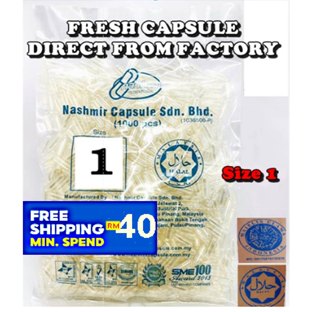 Ready Stock Nashmir Kapsul Kosong HALAL Size 1 (1000pcs) / Gelatin ...
