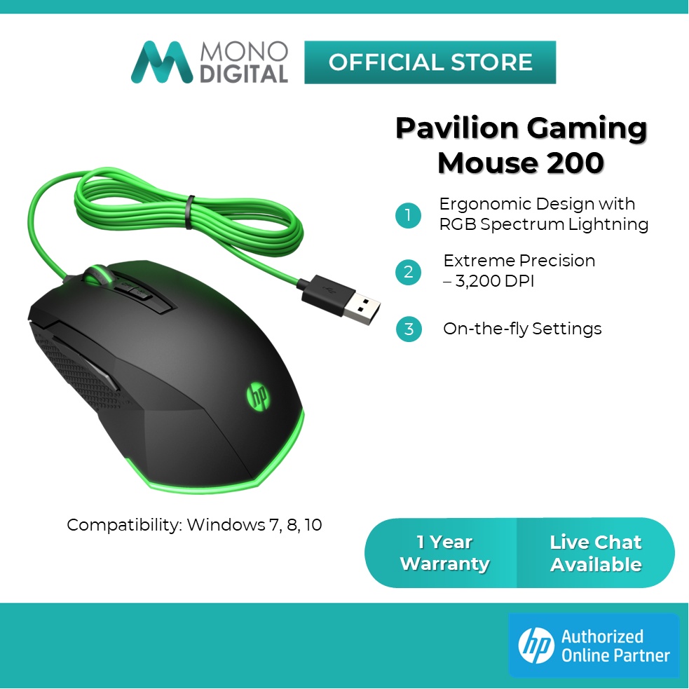HP Pavilion Gaming Mouse 200 - Wired USB 3200 DPI Pixart Optical Gaming ...
