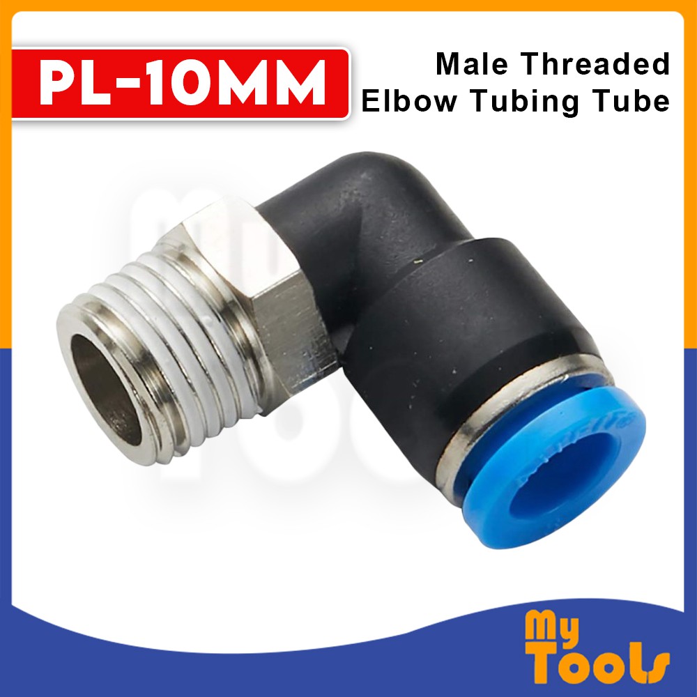Mytools PL 10mm x 1/4" , 3/8" , 1/2" PL10 Male Threaded Elbow Tubing Tube Adapter Joint ...