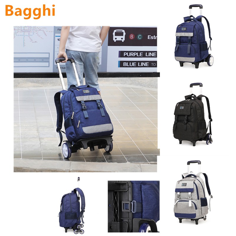 Beg Sekolah Roda Troli Budak Trolley School Bag Beroda 6 Wheels Primary ...