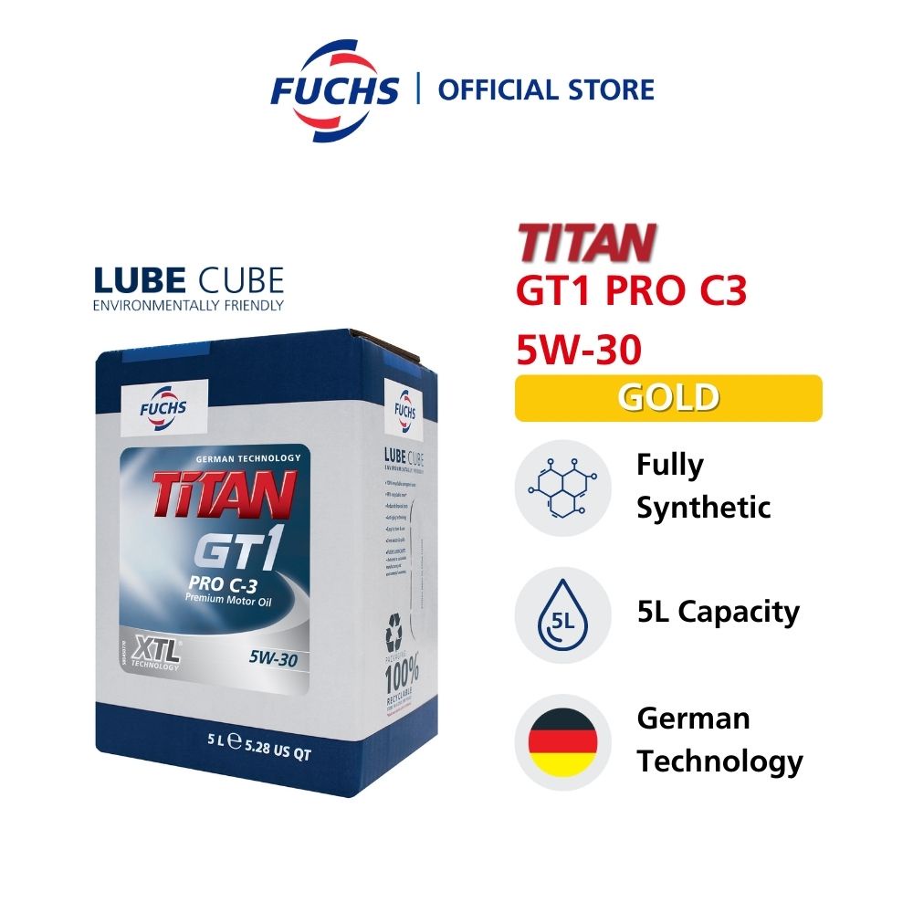 Fuchs Lube Cube Titan GT1 Pro C3 5W30 Fully Synthetic Engine Oil 5L Car ...