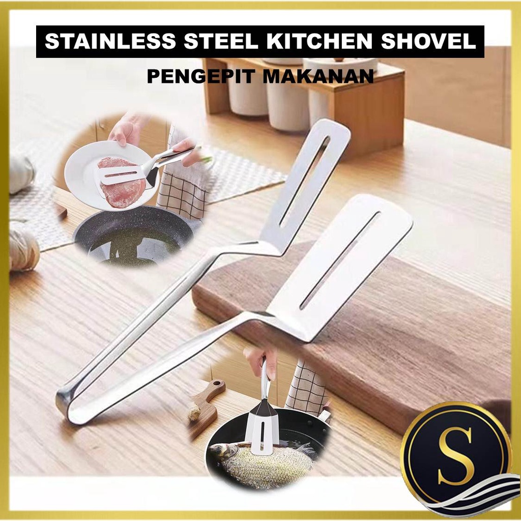Stainless Steel Food Frying Fish Steak Shovel Clip Non-stick Grill ...