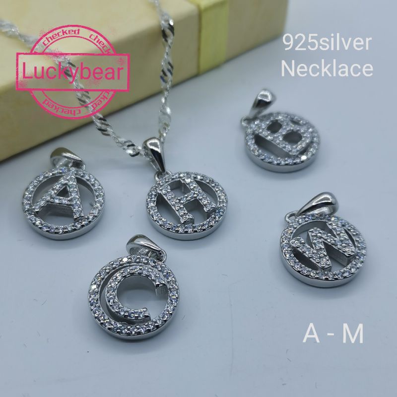 Original 925 silver alphabet + necklace (huruf loket silver + rantai ...