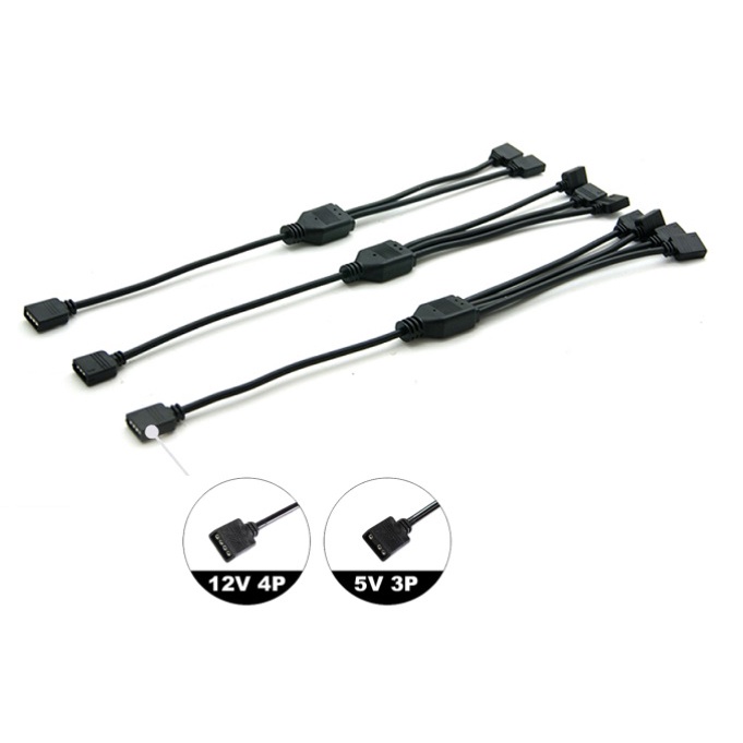 12V 4pin RGB 5V 3p ARGB LEDStrip Cable Splitter Hub Extension Cable ...