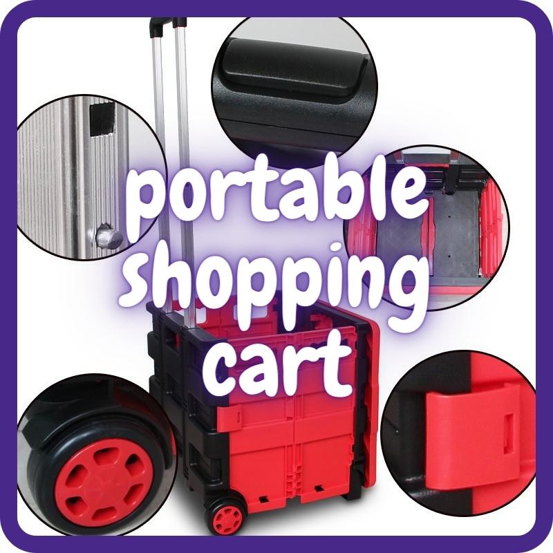Foldable Shopping Cart Portable Trolley Easy Carry 45L 65L Troli Pasar ...