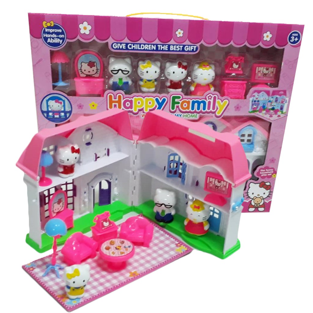 Kitty Cat Doll House with 4 Dolls Pretend Play Toy | Shopee Malaysia