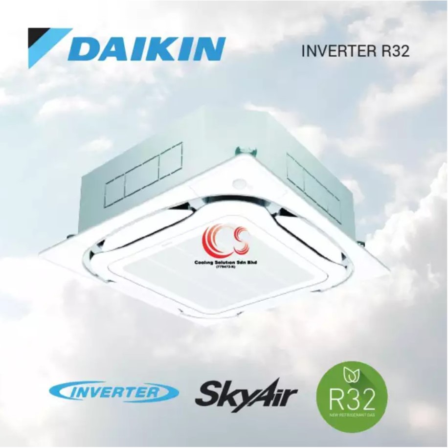 DAIKIN CASSETTE INVERTER WHITE R32 2.5HP FCF60C/RZF60CV Air Conditioner ...