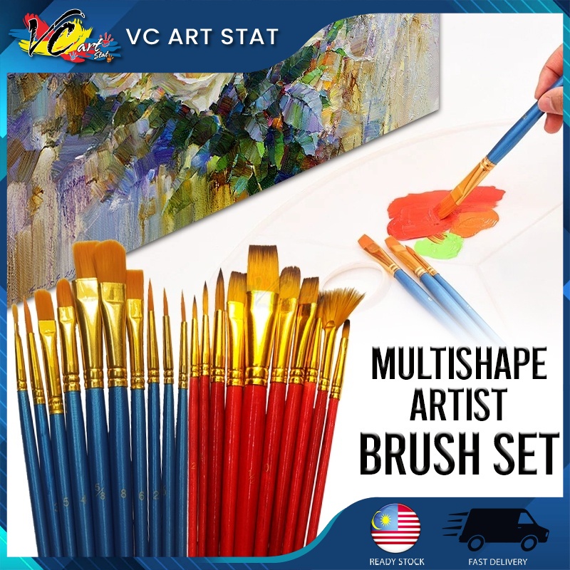 VC Art Multishape Artist Brushes Set For Acrylic Oil Watercolor Paint ...