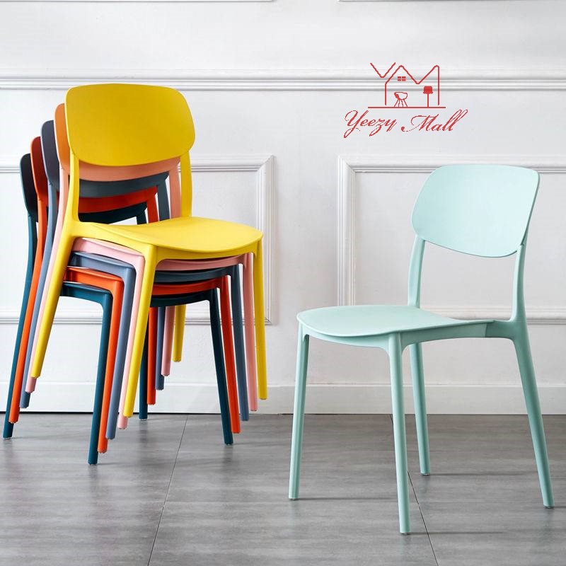 YEEZYMALL Nordic Candy Chair Plastic Chair Cafe Chair Dining chair ...