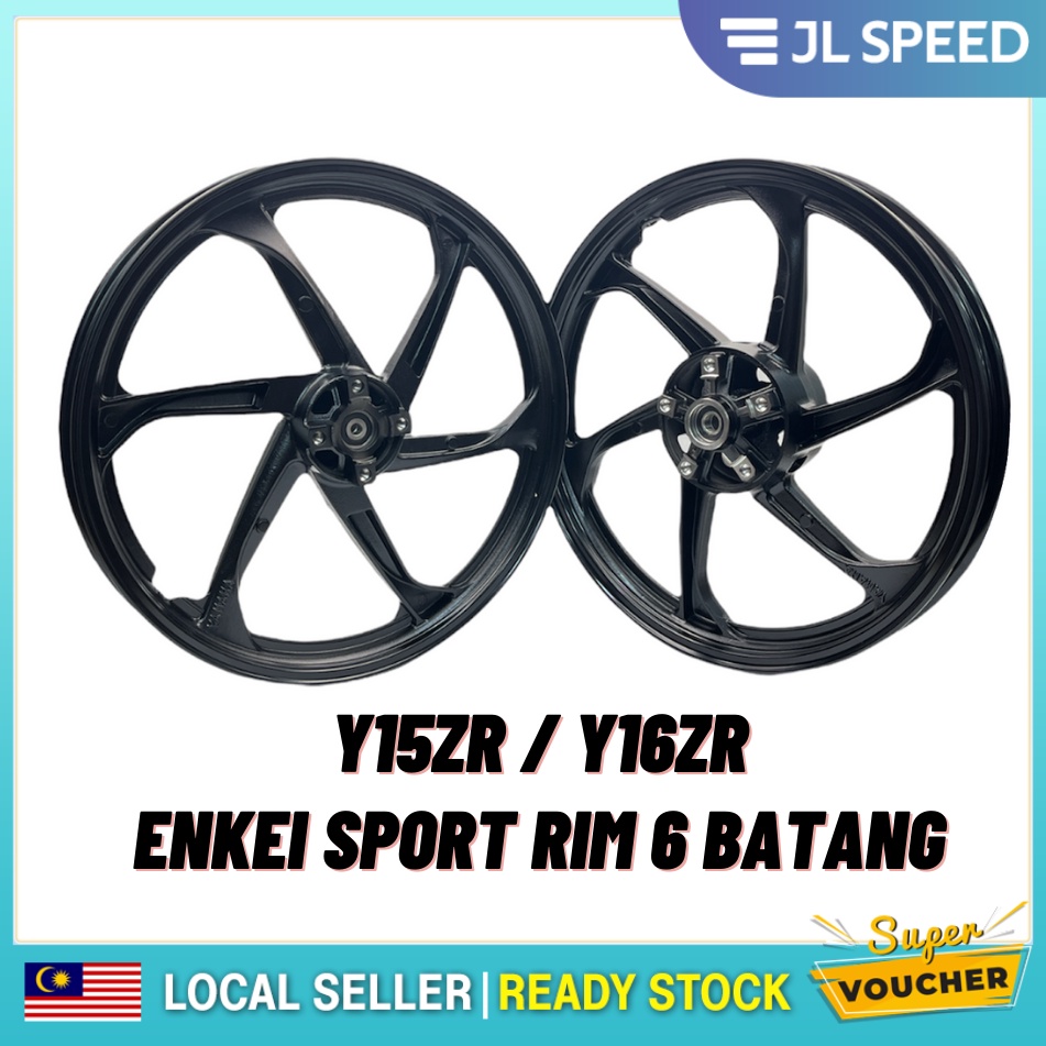 YAMAHA Y15 Y15ZR / Y16 Y16ZR SPORT RIM 6 BATANG ENKEI FULL CHOP (KILAT HITAM) 140/160-17 SIAP ...