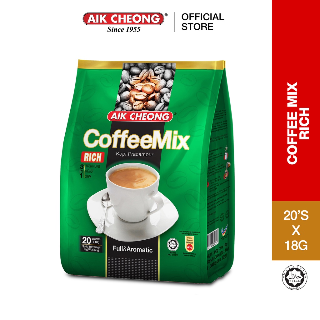 AIK CHEONG Coffee Mix 3in1 360g (18g x 20 sachets) - Rich | Shopee Malaysia