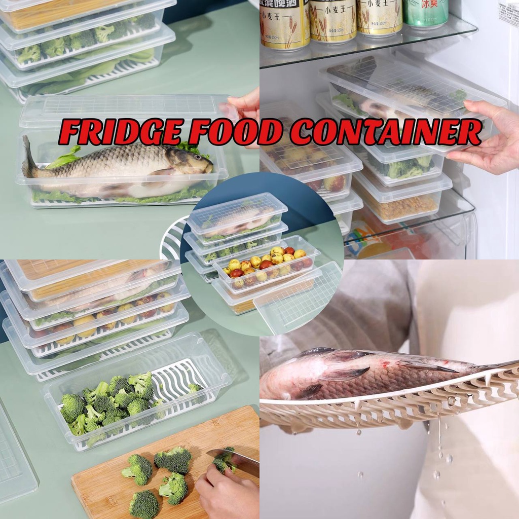 READY STOCK ~ Fridge Organizer Plastic Clear Kitchen Fruit Food Storage ...
