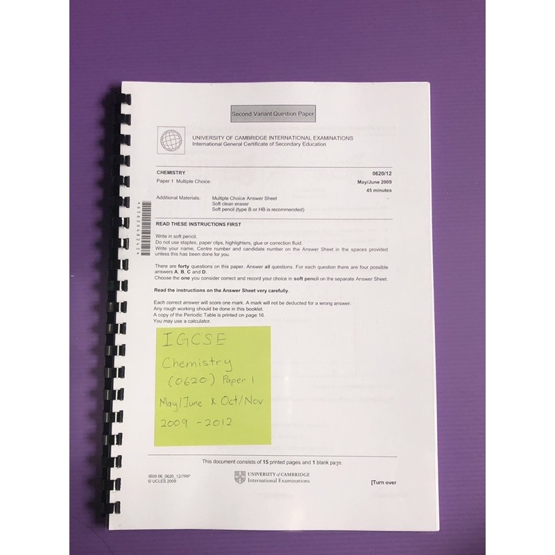 Cambridge IGCSE Chemistry Past Exam Papers (0620) 💥 O LEVELS | Shopee ...