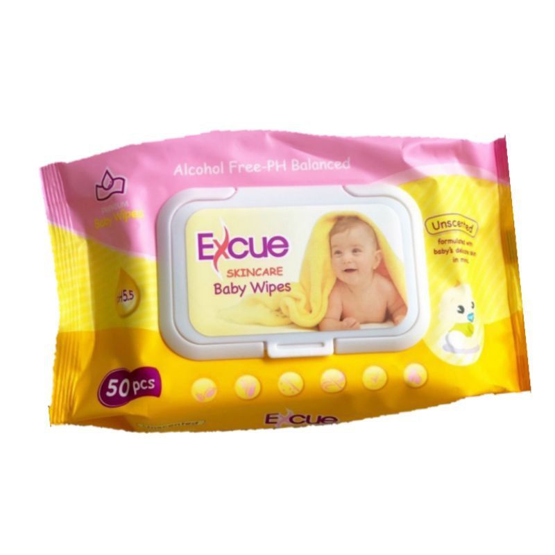 Excue Baby Wipes Wet Tissue Hand & Mouth Skincare With Hard Cover Lid ...