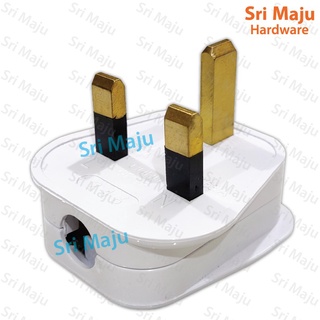 SIRIM CERTIFIED Kepala Plug Elektrik 13A White Plug Top 3 Pin Style UK ...