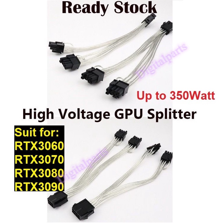 [Premium Quality] 6-Pin / 8-Pin FEMALE PCIe to 2 x 8-Pin (6+2) MALE ...