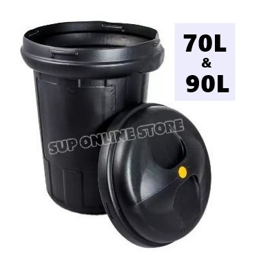 Heavy Duty Fiber Garbage Dustbin Trash Pail with Cover 70L & 90L / Tong sampah / Garbage bin ...