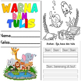 softcopy modul warna dan tulis printable preschool tadika kanak latihan ...