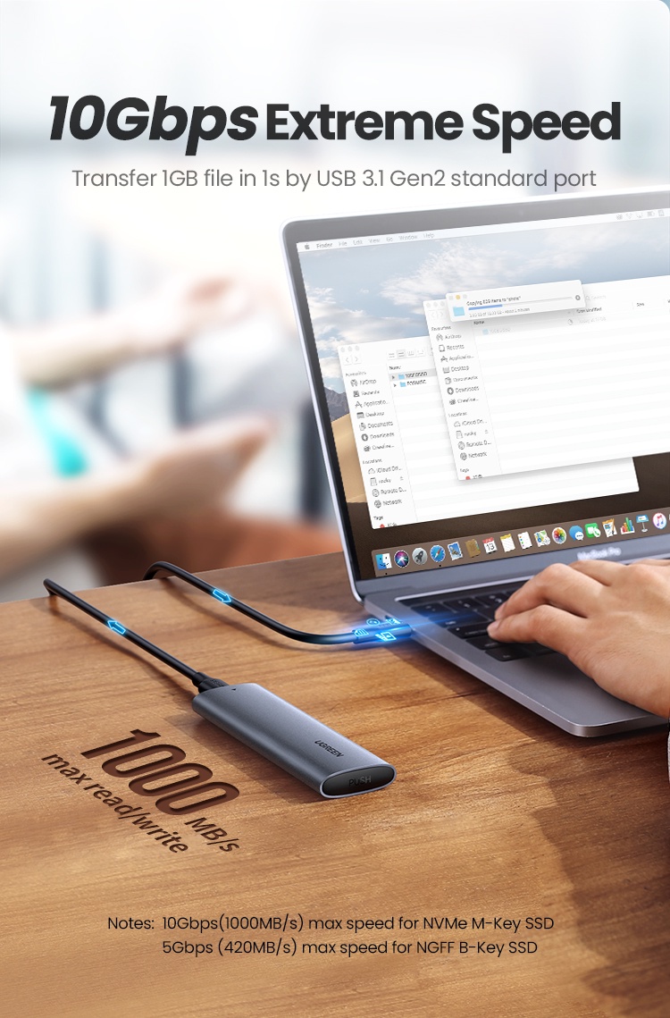 UGREEN SSD Case 10Gbps NVMe M2 SSD Case For PCIe SATA To USB SSD Case ...