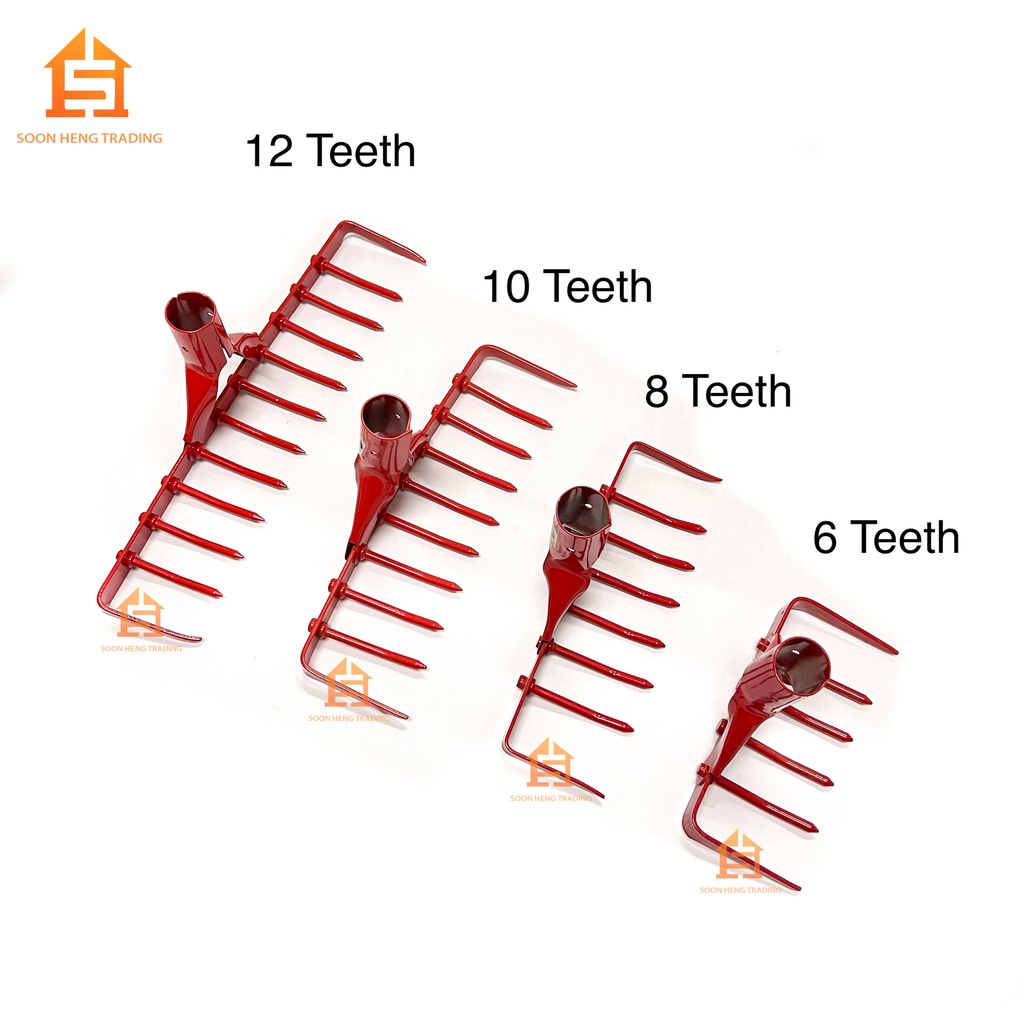 [6T, 8T, 10T, 12T] Garden Rake Red/Metal Rake/ Pencakar Rumput Besi ...